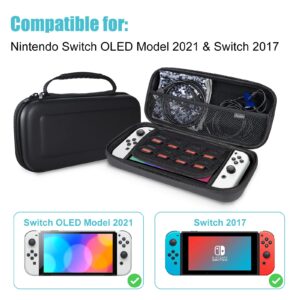 ProCase Carrying Case for Nintendo Switch & Switch OLED with 8 Game Card Slots, Hard Portable Travel Bag Protective Pouch for Nintendo Switch Console and Accessories -Black