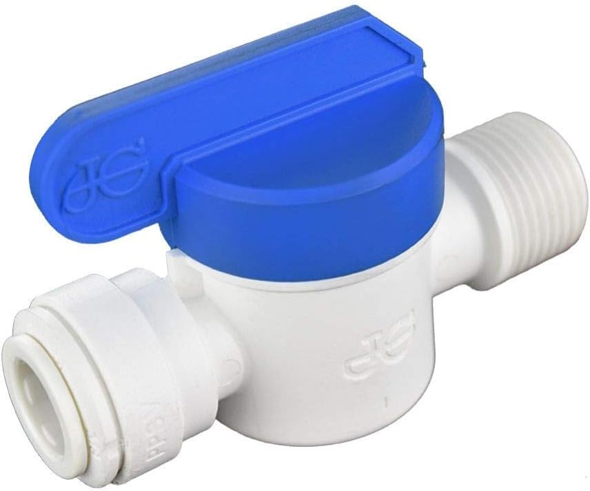 John Guest Speedfit 3/8 Inch OD x 3/8 Inch NPTF Male Shut-Off Valve, Push to Connect Plastic Plumbing Fitting, White, PPSV011223WP