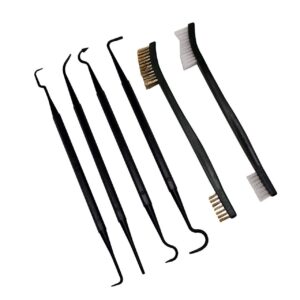 lyman 6 piece pick & brush gun cleaning kit brass/nylon, black, one size, 04038