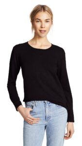 monrow women's supersoft crew neck sweatshirt, black, extra small