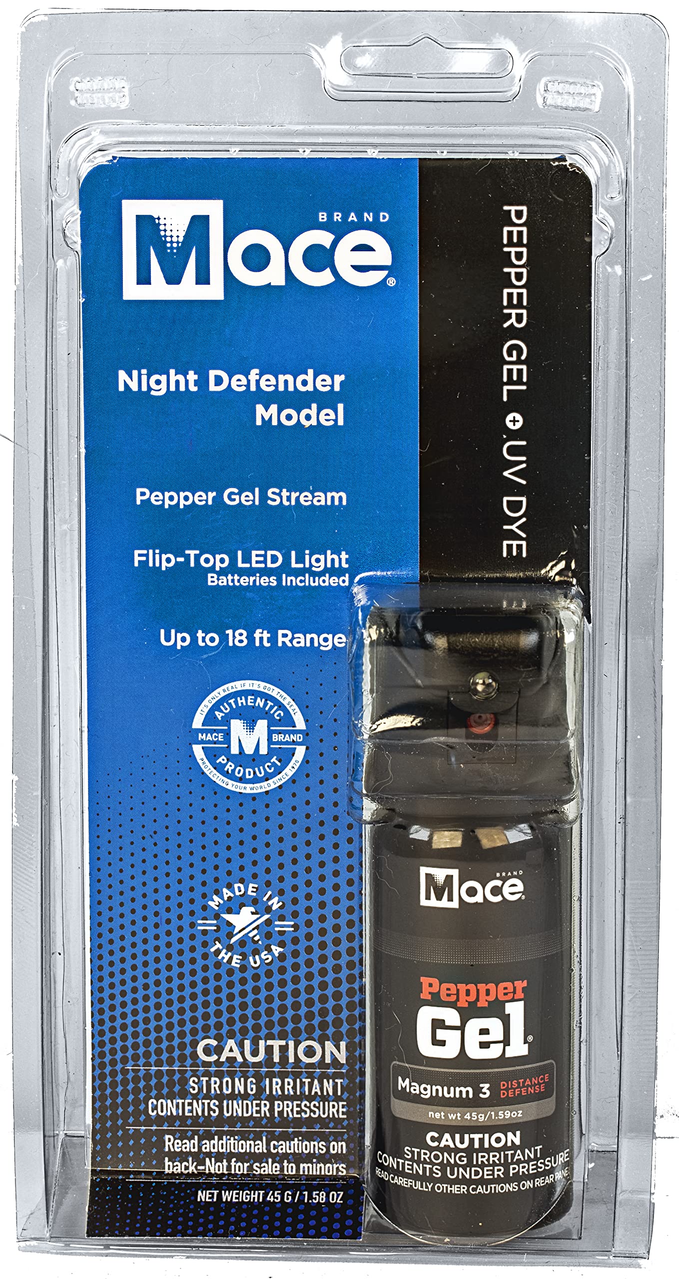 Mace Nite Defender Pepper Gel with LED Light - Lot of 2 as Shown