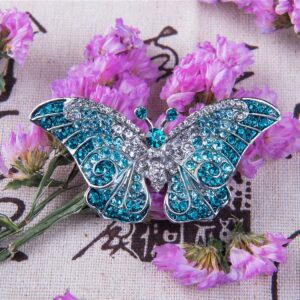 Alilang Empress Monarch Winged Butterfly Swarovski Crystal Rhinestones Brooch Pin , Blue