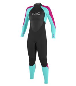 o'neill unisex child youth epic 4/3mm back zip full wetsuits, black/seaglass/berry, 6 us