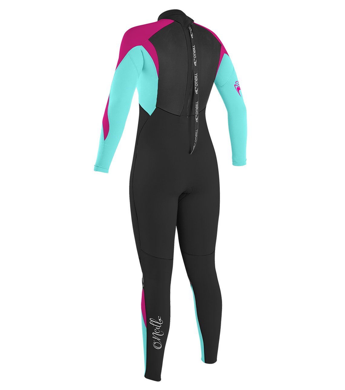 O'NEILL Unisex Child Youth Epic 4/3mm Back Zip Full Wetsuits, Black/Seaglass/Berry, 6 US