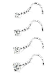 jstyle 20g 1.5mm 2mm 2.5mm 3mm 3.5mm 4mm round diamond cz nose screw studs rings piercing jewelry