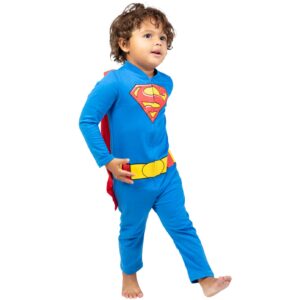 WARNER BROS Justice League Superman Infant Baby Boys Zip Up Cosplay Costume Coverall and Cape 18 Months