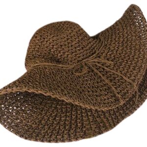 HugeStore Floppy Foldable Wide Brim Chic Sun Hat Sun Visor Summer Beach Straw Hat for Women Ladies Brown