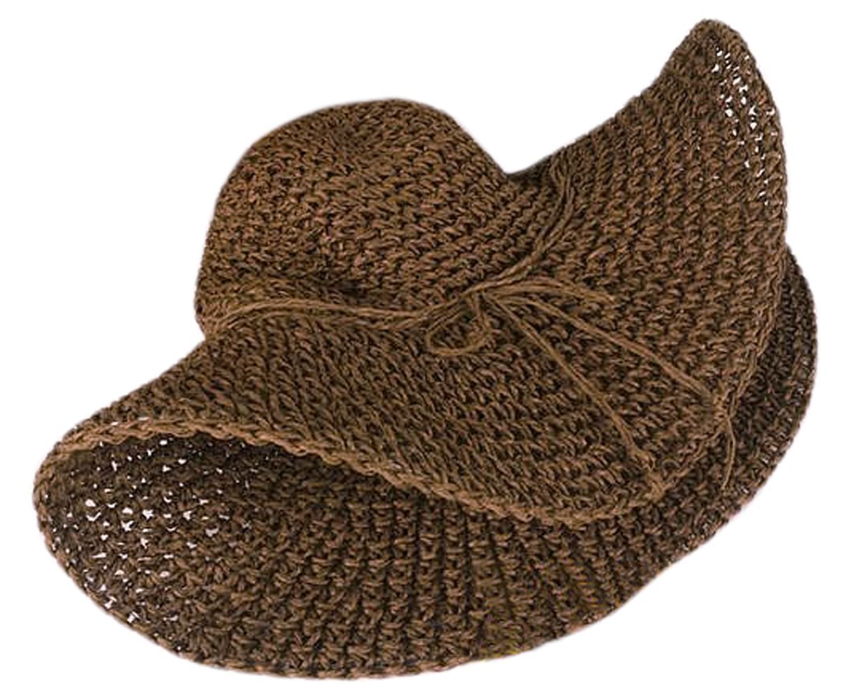 HugeStore Floppy Foldable Wide Brim Chic Sun Hat Sun Visor Summer Beach Straw Hat for Women Ladies Brown