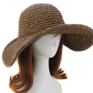 HugeStore Floppy Foldable Wide Brim Chic Sun Hat Sun Visor Summer Beach Straw Hat for Women Ladies Brown