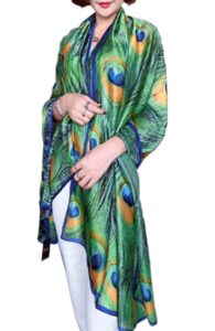 x&f women's fashion peacock feather prints long scarf summer wrap shawls