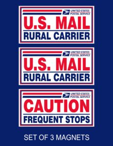 set of 3 u.s. mail delivery magnetic signs rural delivery carrier magnet 6"x12" rural carrier and frequent stops