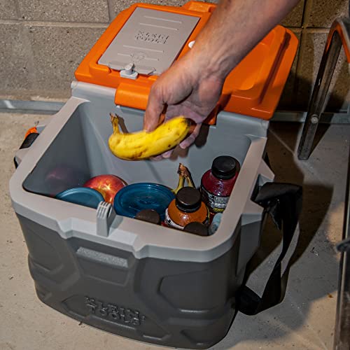 Klein Tools 55600 Work Cooler, 17-Quart Lunch Box Holds 18 Cans, Keeps Cool 30 Hours, Seats 300 Lb, Tradesman Pro Tough Box