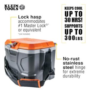 Klein Tools 55600 Work Cooler, 17-Quart Lunch Box Holds 18 Cans, Keeps Cool 30 Hours, Seats 300 Lb, Tradesman Pro Tough Box