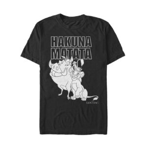 disney men's lion king monochrome hakuna matata graphic t-shirt, black, xx-large