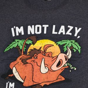 Disney Men's Lion King Pumba Not Lazy Saving Energy Graphic T-Shirt, Charcoal Heather, 3X-Large