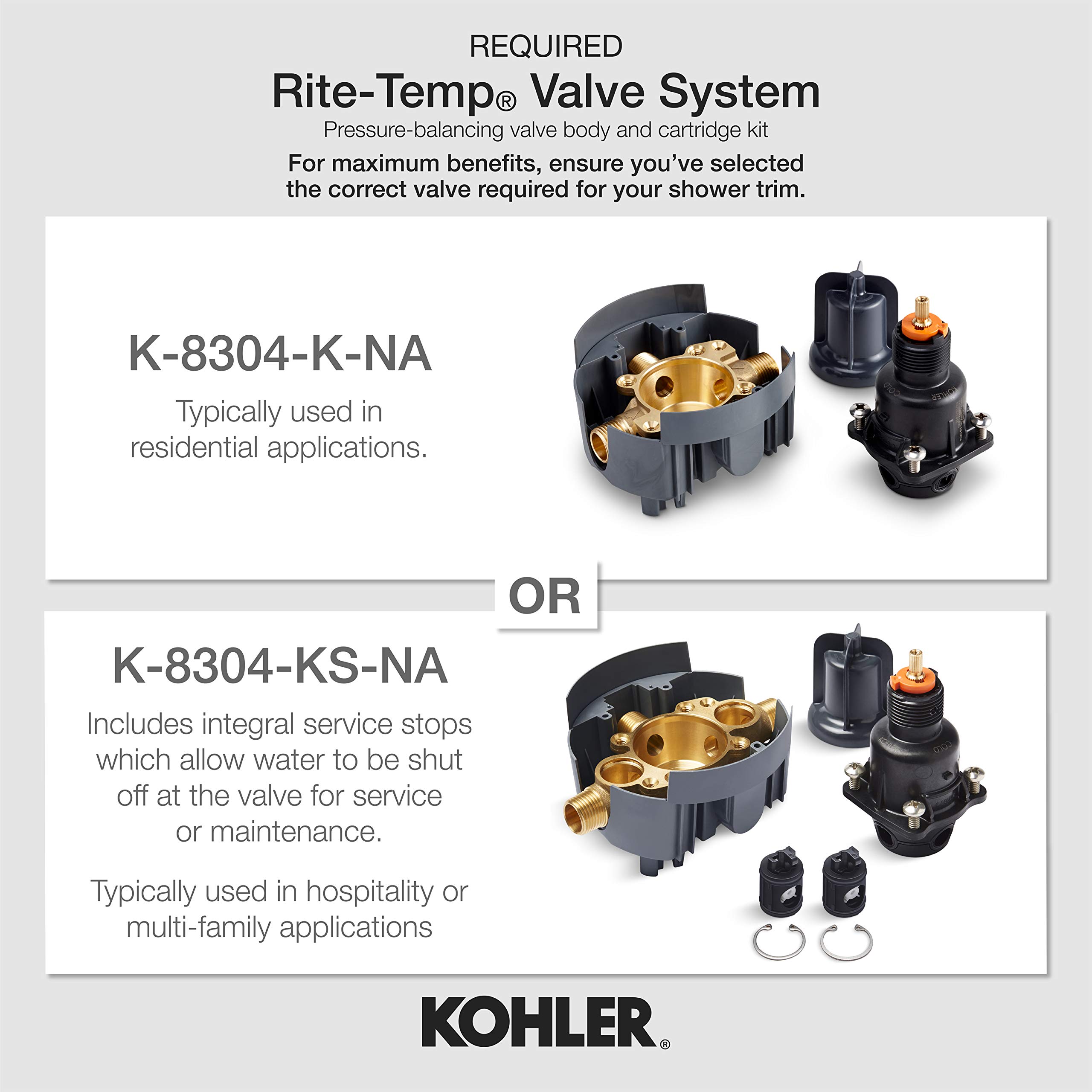 KOHLER TS14422-4-BN Purist(R) Rite-Temp(R) Shower Valve Trim with Lever Handle and 2.5 gpm showerhead, Brushed Nickel/Nickel Finish