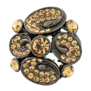 my daily styles fashion alloy black brown cz flower floral design statement cocktail ring