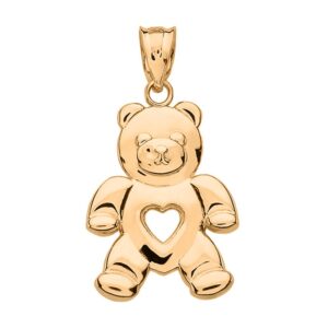 fine 14k yellow gold love teddy bear charm pendant