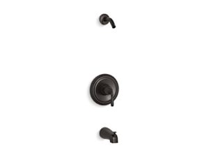 kohler tls395-4s-2bz devonshire(r) rite-temp(r) bath and shower valve trim with lever handle and slip-fit spout, less showerhead, oil-rubbed bronze