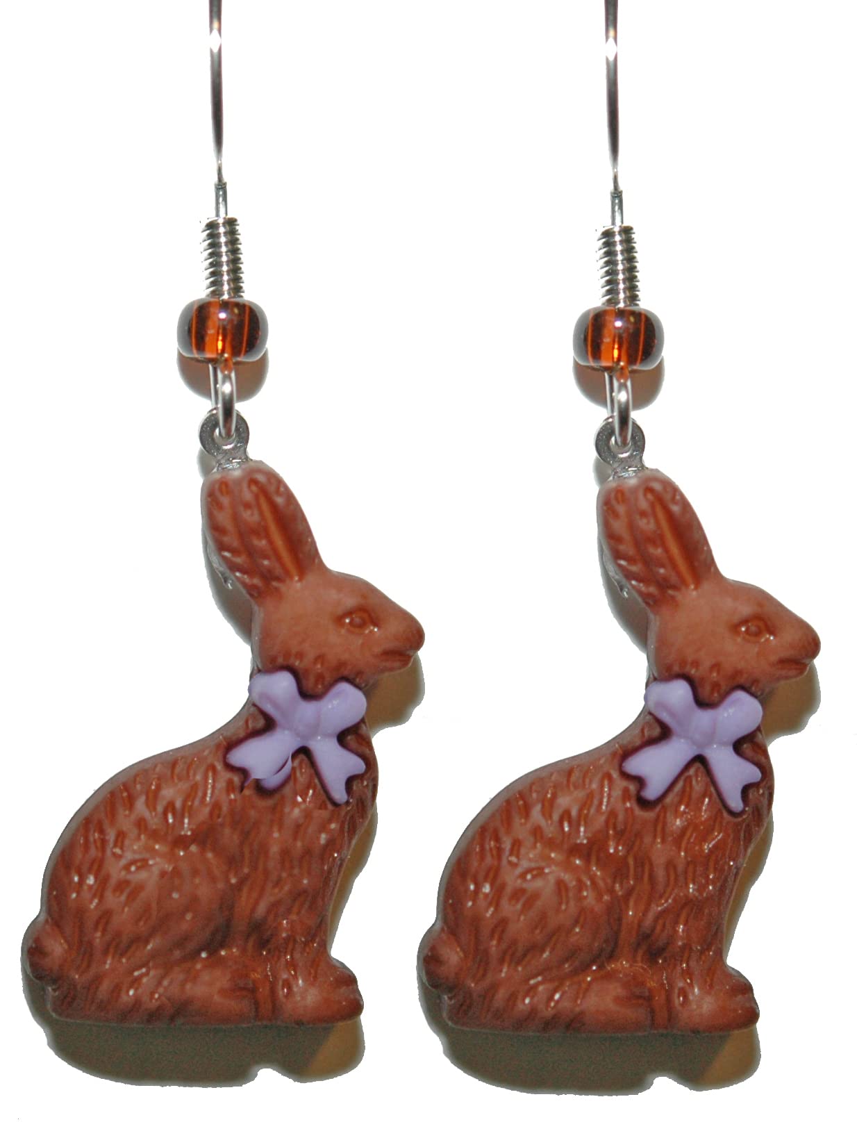 Chocolate Easter Bunny Dangle Earrings (H139a2)