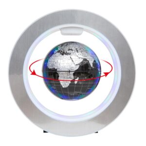 yanghx floating globe world map 4inch rotating magnetic mysteriously suspended in air world map home decoration crafts fashion holiday gifts (black)