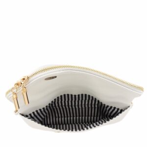 FashionPuzzle Envelope Wristlet Clutch Crossbody Bag with Chain Strap (White)