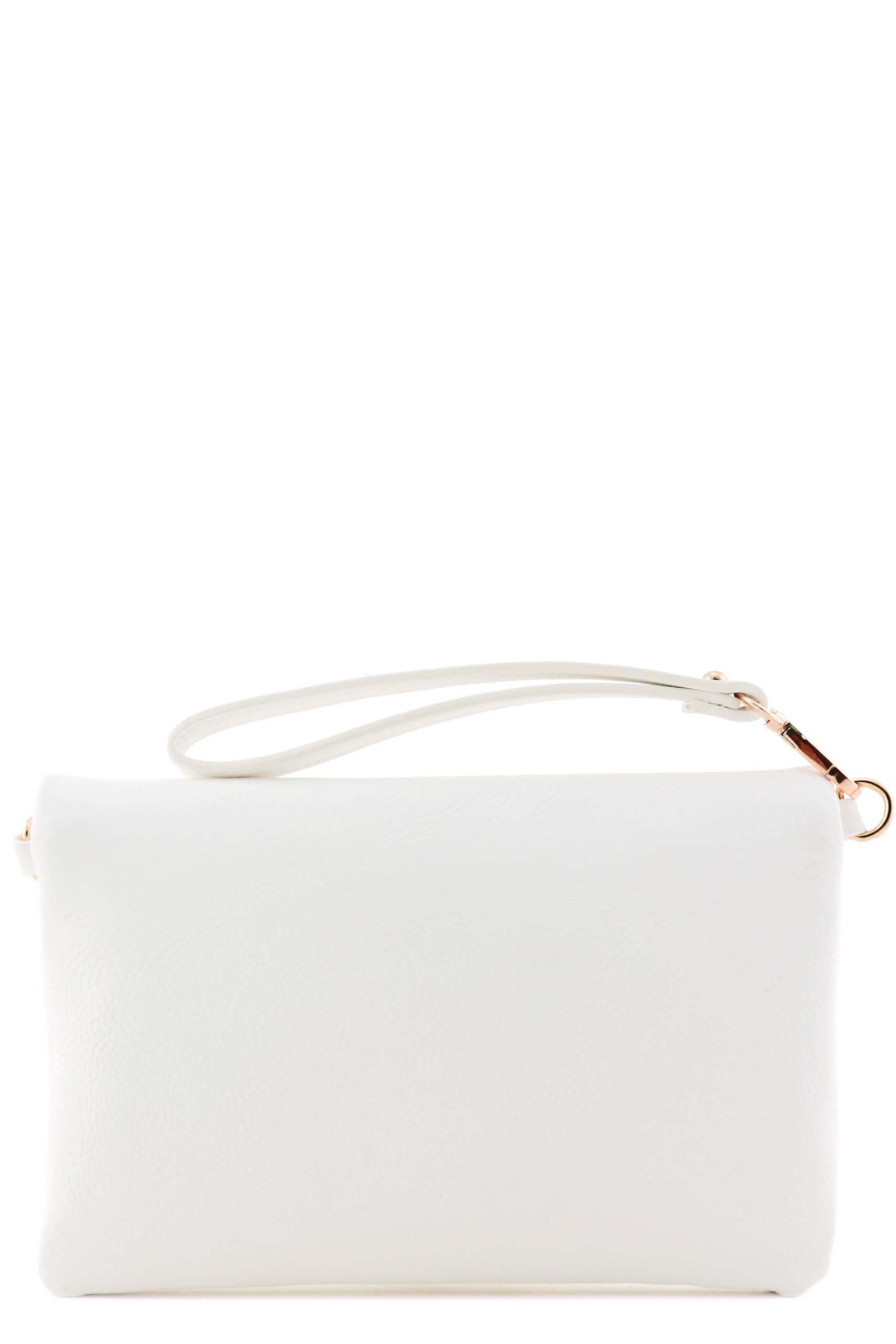 FashionPuzzle Envelope Wristlet Clutch Crossbody Bag with Chain Strap (White)