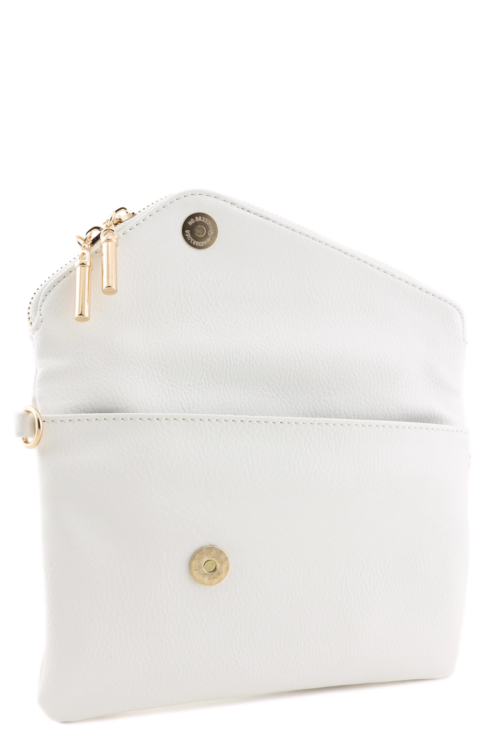 FashionPuzzle Envelope Wristlet Clutch Crossbody Bag with Chain Strap (White)