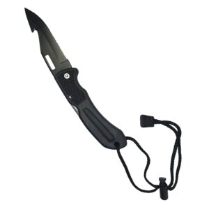 Scuba Choice Foldable Low Volume Black Blade Point Tip BCD Knife, Black