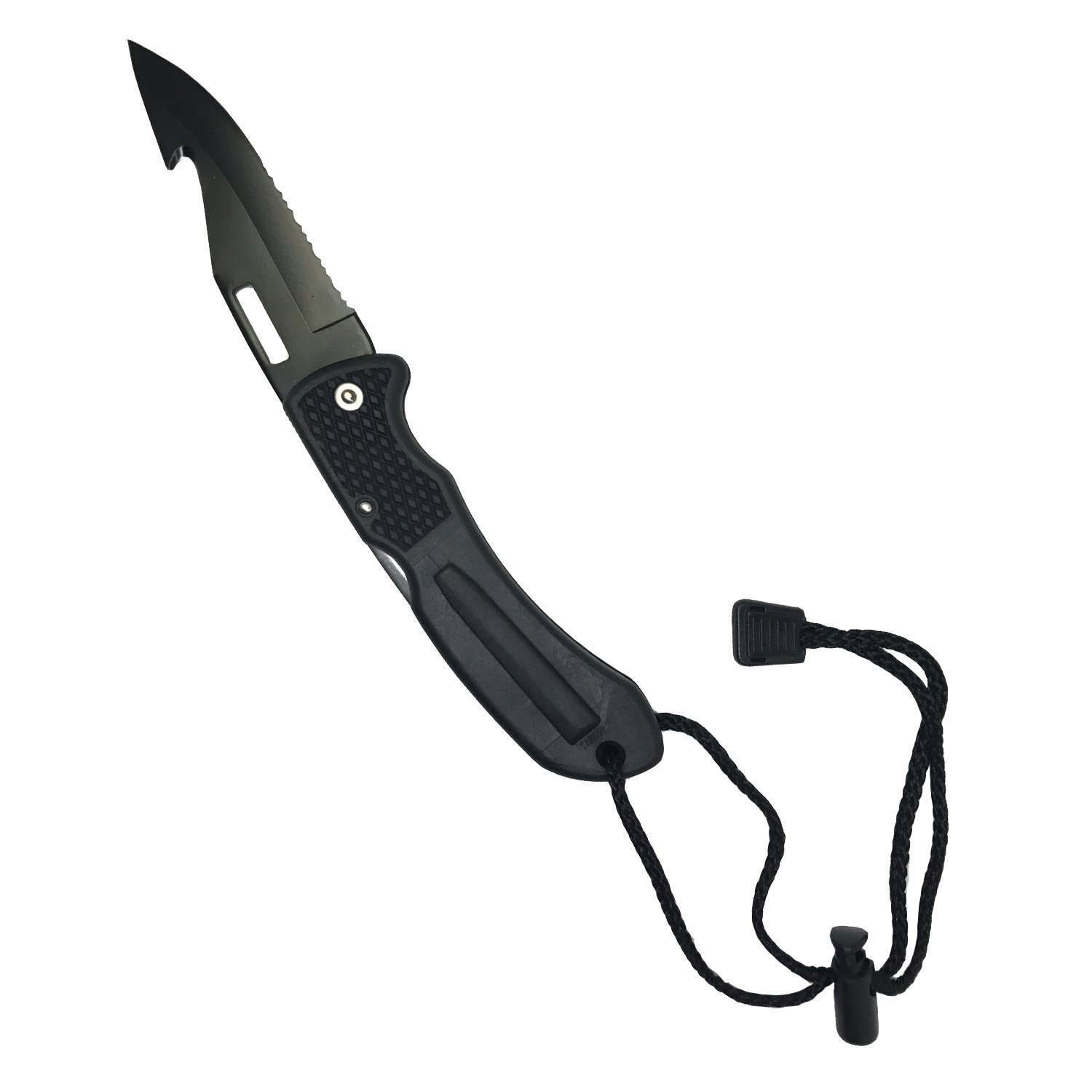 Scuba Choice Foldable Low Volume Black Blade Point Tip BCD Knife, Black