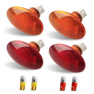 hercoo dually bed fender led side marker lights front rear lamps compatible with ford 1999-2010 f350 f450 f550 super duty