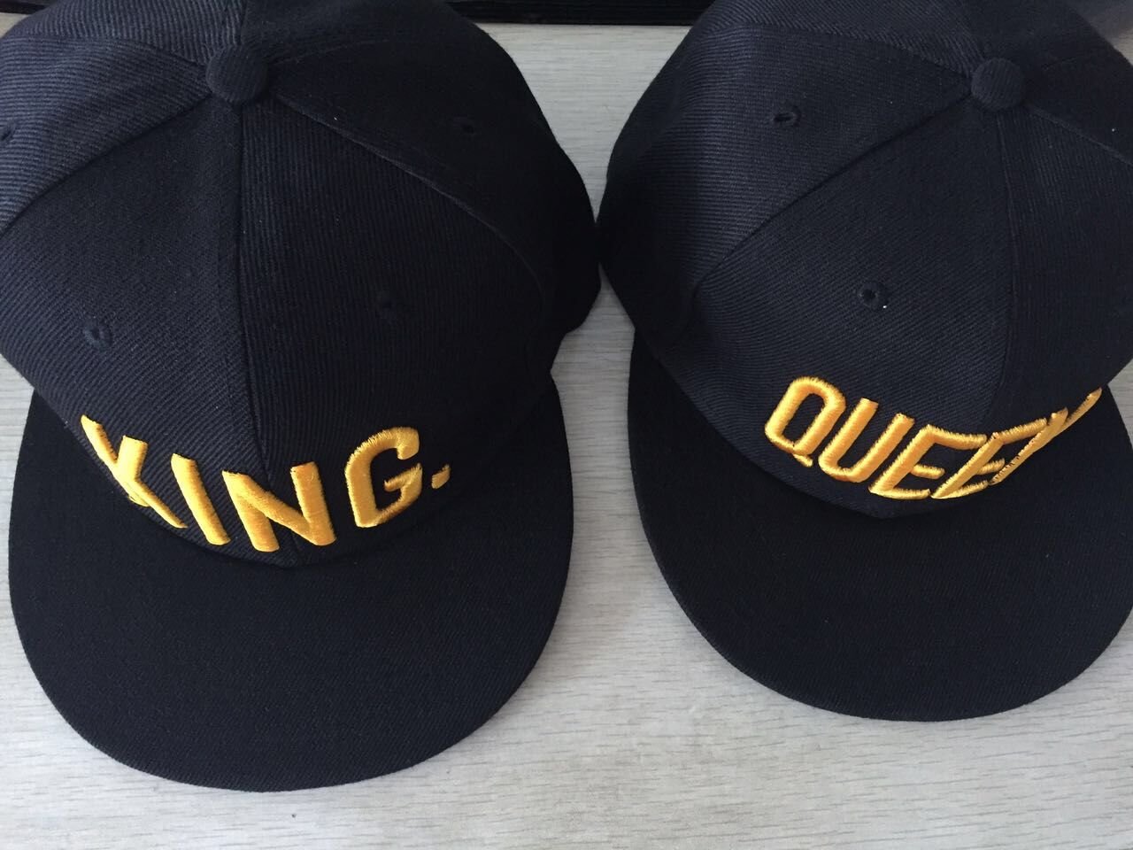 WENDYWU Hip-Hop Hats King and Queen 3D Embroidered Lovers Couples Snapback Caps Adjustable (King Queen)