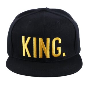 WENDYWU Hip-Hop Hats King and Queen 3D Embroidered Lovers Couples Snapback Caps Adjustable (King Queen)