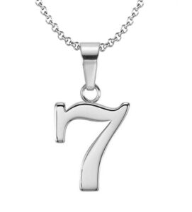 925 sterling silver number 7 charms pendant necklace with chain (seven)