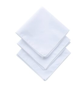 3-pk mens cotton white pocket square with color border(10 colors)