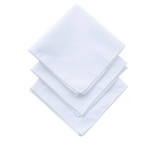 3-Pk Mens Cotton White Pocket Square with Color Border(10 Colors)