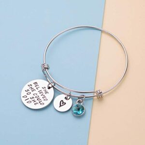 LIUANAN Stainless Steel Inspirational Encouragement Bracelet She Believed She Could So She Did Expandable Bangle Birthstone Charm Cuff Bracelet