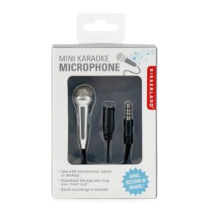 kikkerland karaoke compact portable tiny mini microphone, silver, for voice recording, singing. novelty gift