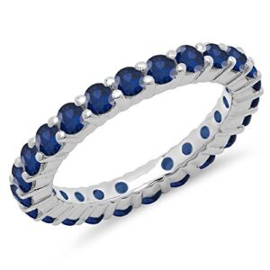 dazzlingrock collection 1.00 carat (ctw) 14k blue sapphire eternity wedding stackable ring band 1 ct, white gold, size 8