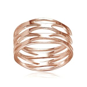 hoops & loops rose gold flashed sterling silver high polished multi wrap band ring, size 8