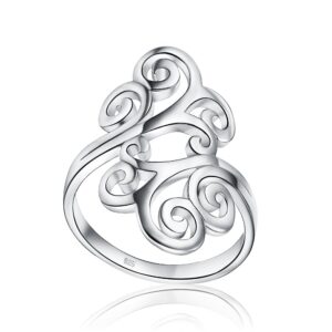 hoops & loops sterling silver high polished open filigree fashion ring, size 9