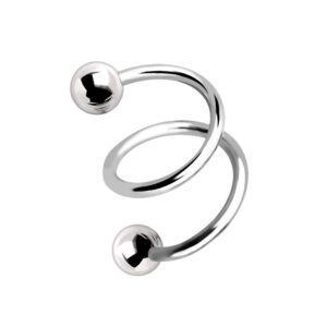 cocobul body jewelry 316l stainless steel double coil twist cartilage earring | 16 gauge 8mm diameter