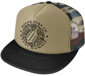 joe's usa koloa surf hawaiian turtle high profile poly - foam trucker hat (camo-black with black screen printed logo - one size)