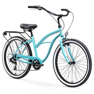 sixthreezero around the block women's beach cruiser bike, hybrid bicycle with rear rack