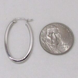 Medium 14K White Gold Oval Hoop Earrings, 1.2 In (31mm) (2mm Tube)