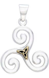 jewelry trends celtic triskele with gold-plated trinity knot sterling silver pendant