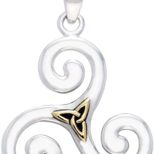 Jewelry Trends Celtic Triskele with Gold-Plated Trinity Knot Sterling Silver Pendant