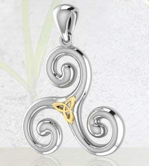 Jewelry Trends Celtic Triskele with Gold-Plated Trinity Knot Sterling Silver Pendant