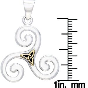 Jewelry Trends Celtic Triskele with Gold-Plated Trinity Knot Sterling Silver Pendant