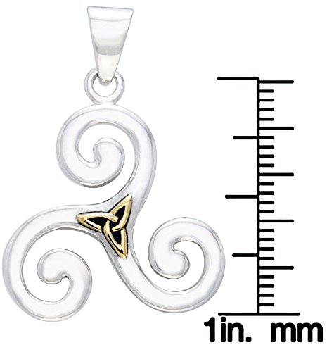 Jewelry Trends Celtic Triskele with Gold-Plated Trinity Knot Sterling Silver Pendant